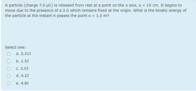 Solved A particle (charge 7.5 UC) is released from rest at a | Chegg.com