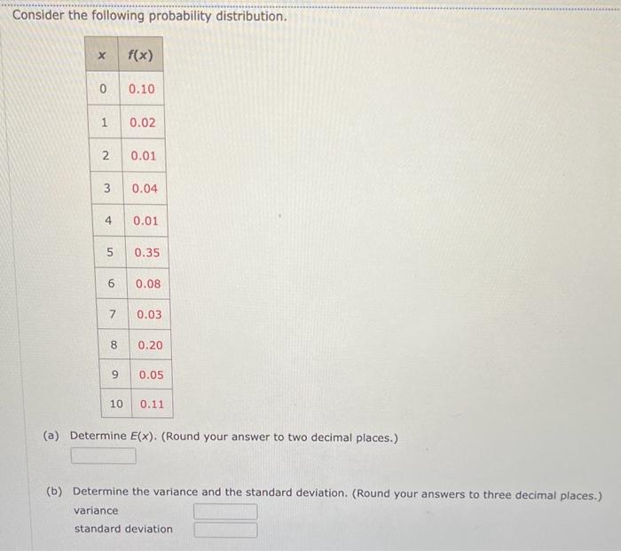 Solved Consider the following probability distribution. (a) | Chegg.com
