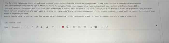 Solved For the problem discussed below. set up the | Chegg.com