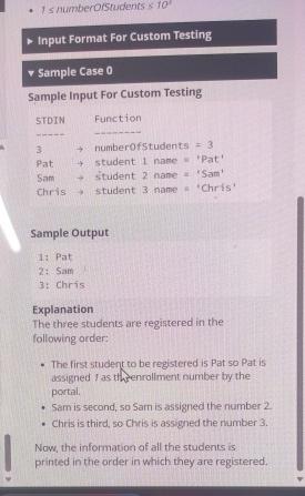 Solved Is numberorstudents s 10'Input Format For Custom | Chegg.com