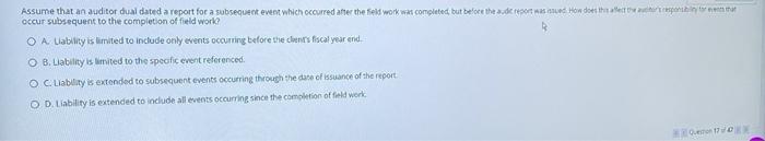 Solved Assume that an auditor dual dated a report for a | Chegg.com