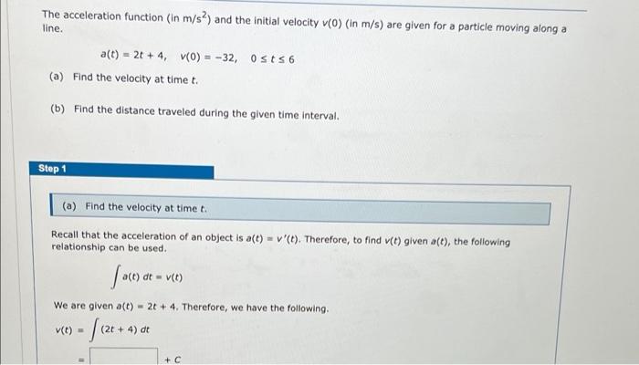 Solved The acceleration function (in m/s?) and the initial | Chegg.com