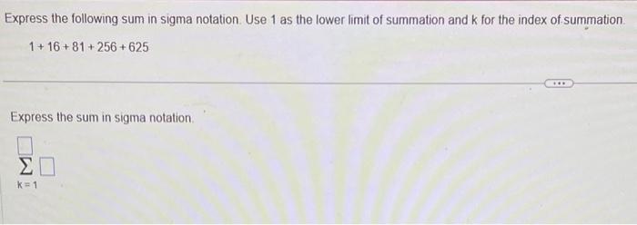 Solved Express the following sum in sigma notation. Use 1 as | Chegg.com