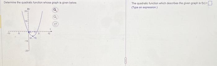 Solved Determine the quadratic function whose graph is given | Chegg.com