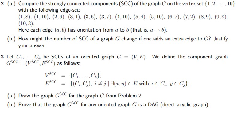 Solved 2 (a.) ﻿Compute the strongly connected components | Chegg.com