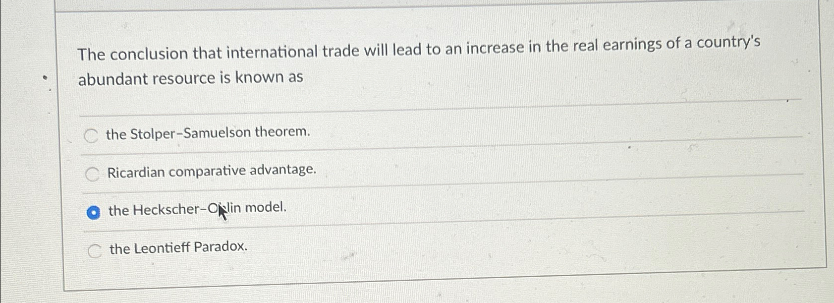 Solved The conclusion that international trade will lead to | Chegg.com