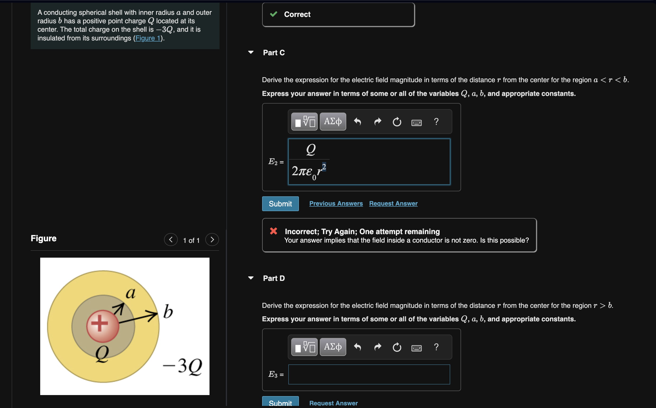 Solved A conducting spherical shell with inner radius a and | Chegg.com
