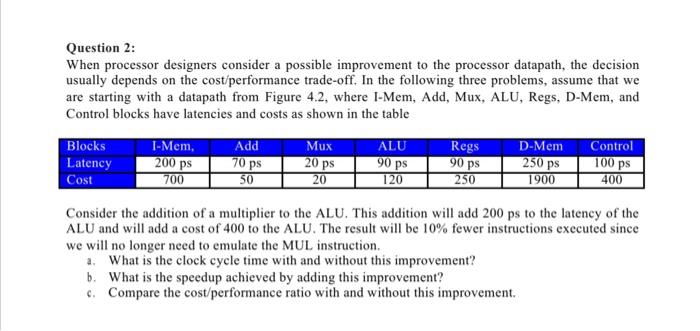 Solved Question 2: When processor designers consider a | Chegg.com