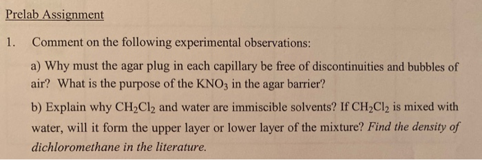 Prelab Assignment 1. Comment on the following | Chegg.com