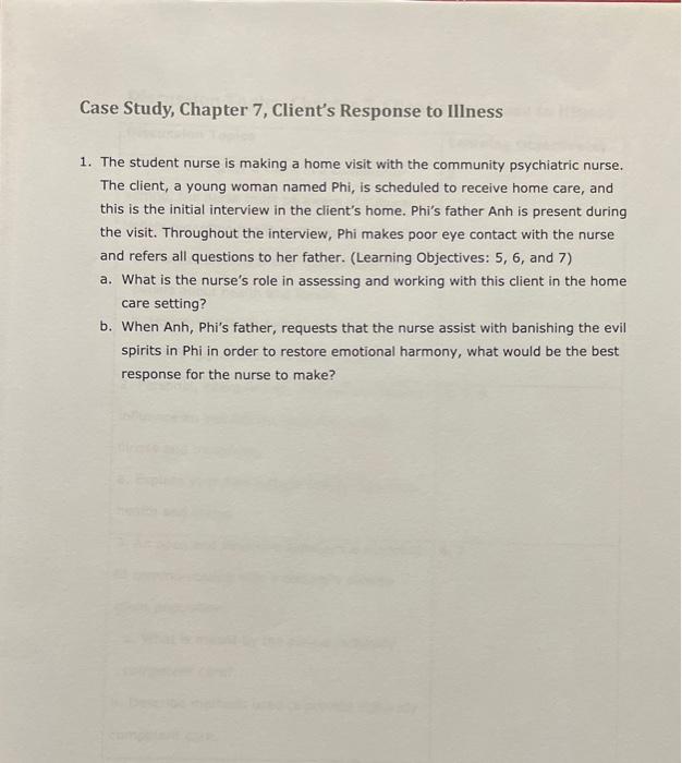 Solved Case Study, Chapter 7, Client's Response to Illness | Chegg.com