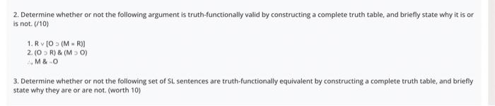 2. Determine whether or not the following argument is | Chegg.com
