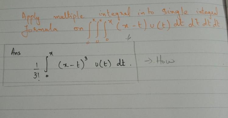 Solved Apply multiple integral into single integral formula | Chegg.com