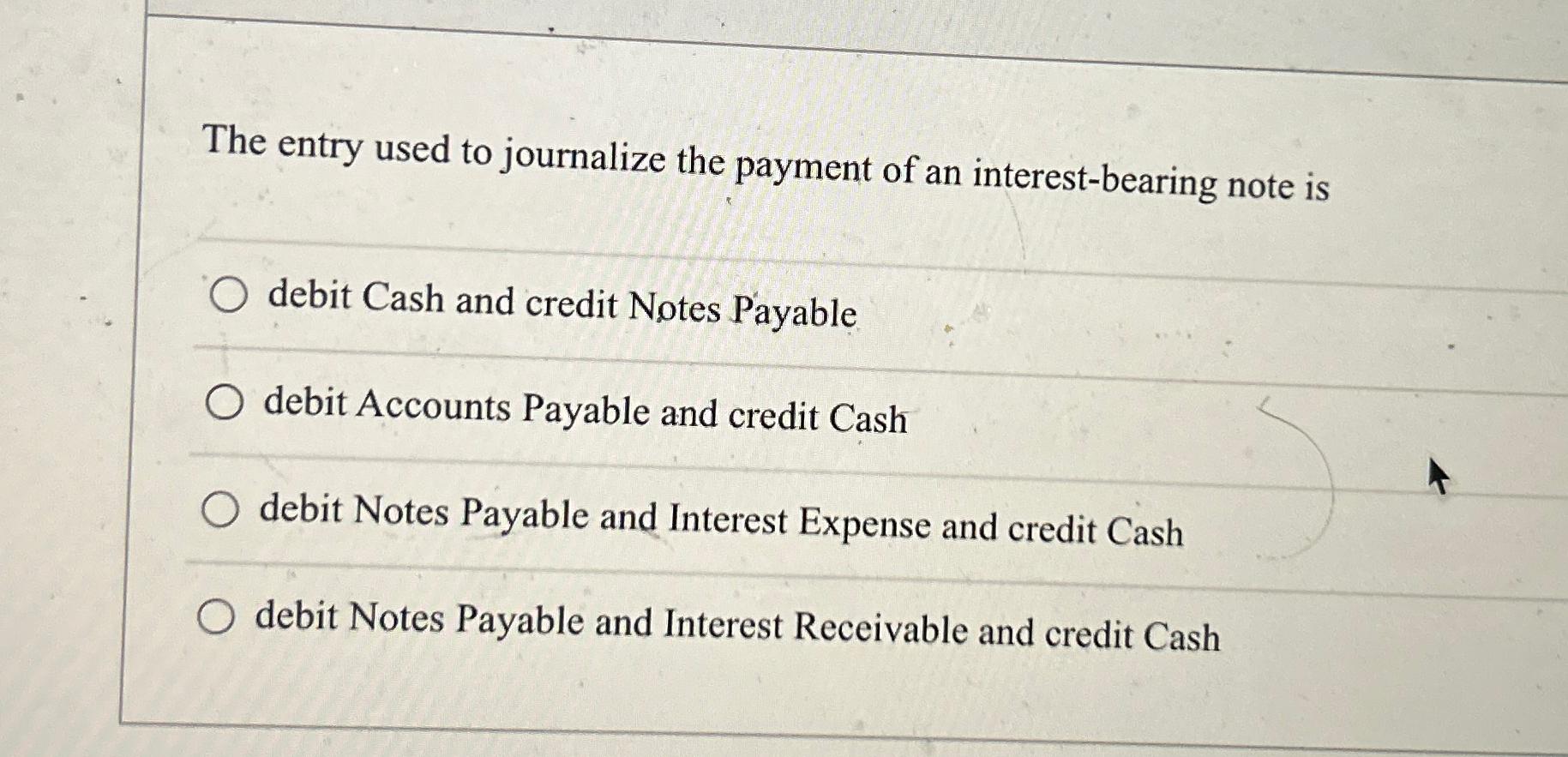 Solved The entry used to journalize the payment of an | Chegg.com