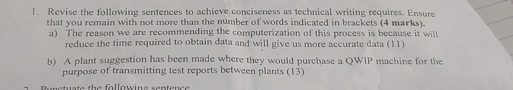 1. Revise the following sentences to achieve | Chegg.com