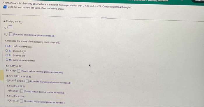 Solved A random sample of n=100 observations is selected | Chegg.com