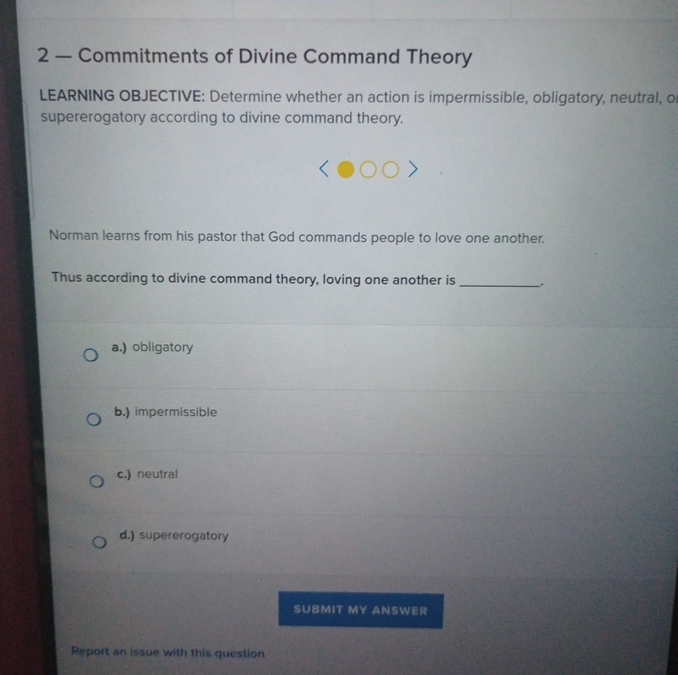 Solved 2-Commitments of Divine Command TheoryLEARNING | Chegg.com
