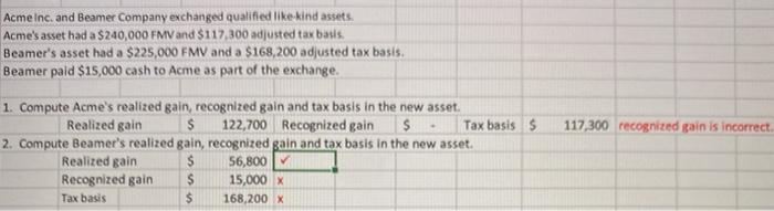Solved Acme Inc. and Beamer Company exchanged qualified like | Chegg.com