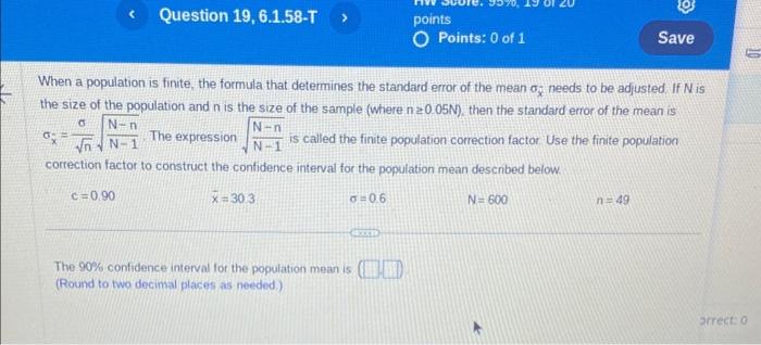 Solved When A Population Is Finite The Formula That