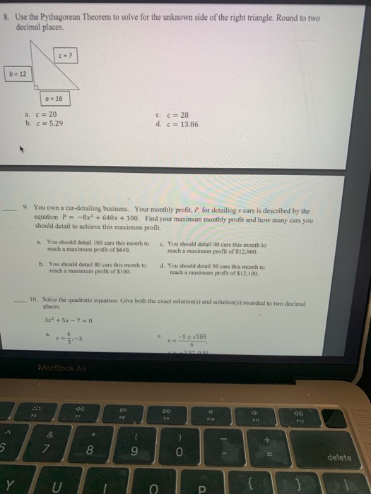 Solved 3. Use the Pythagorean Theorem to solve for the | Chegg.com