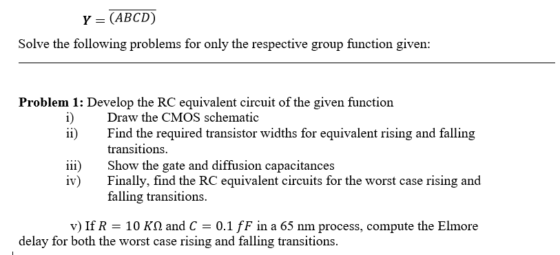 Solved Y=(ABCD) Solve the following problems for only the | Chegg.com