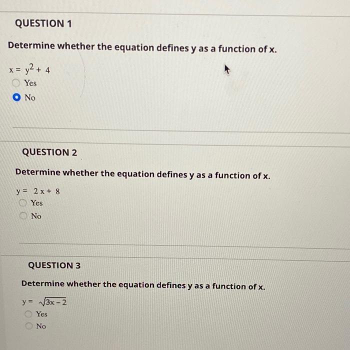 Solved Question 1 Determine Whether The Equation Defines Y