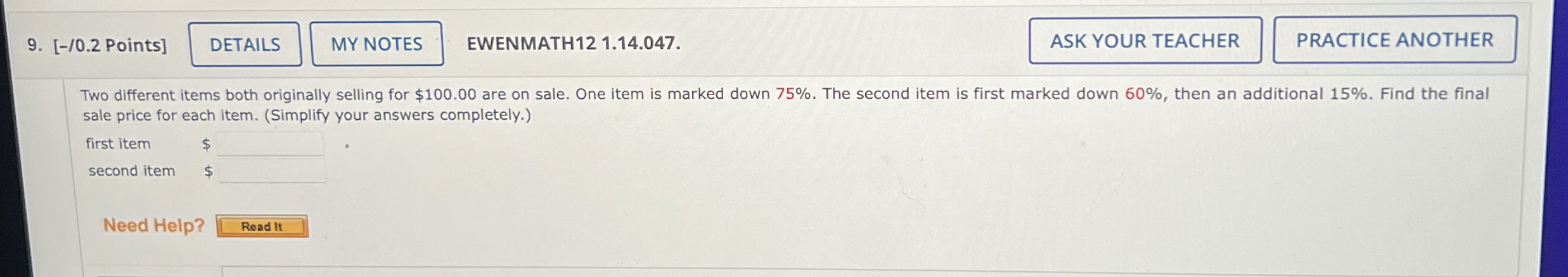 Solved Two different items both originally selling for | Chegg.com