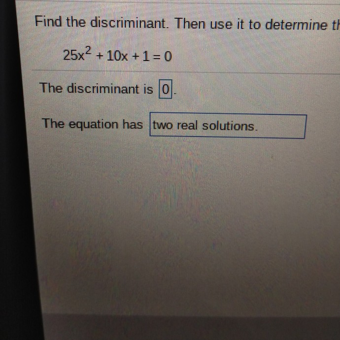 Solved Find the discriminant. Then use it to determine th | Chegg.com
