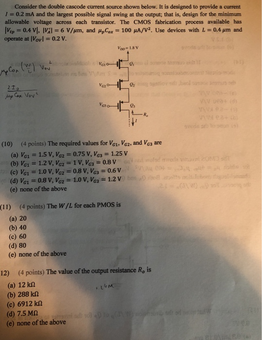 Solved Consider the double cascode current source shown | Chegg.com