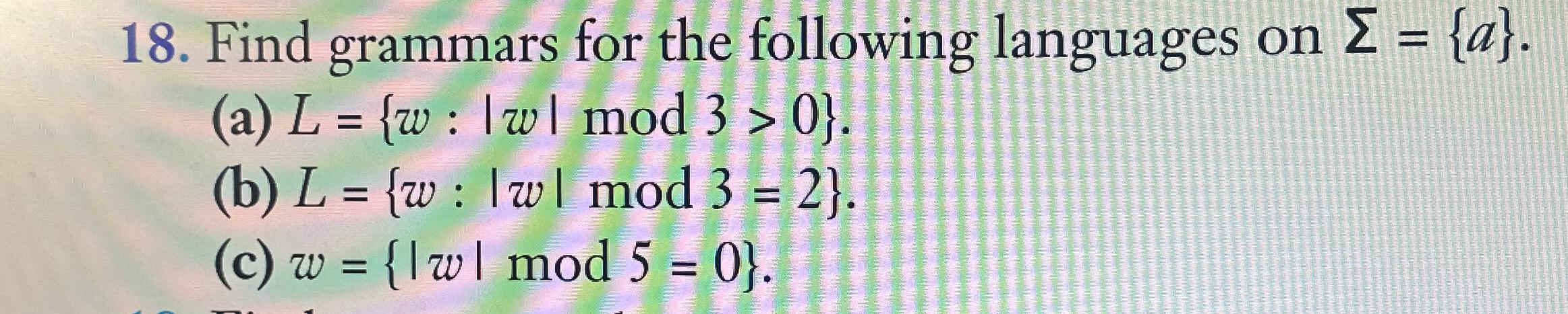 Solved Find grammars for the following languages on | Chegg.com