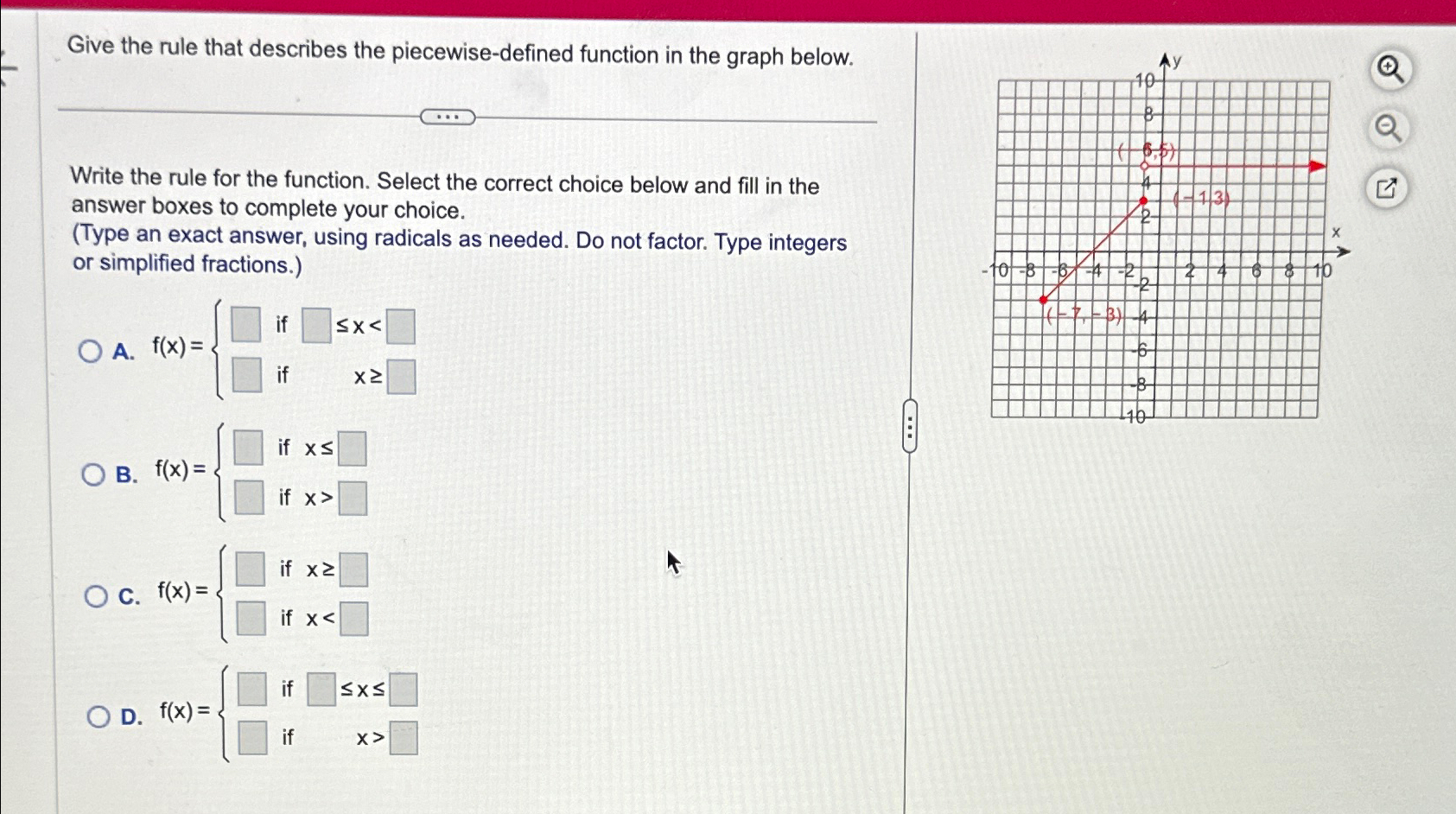 Solved Give the rule that describes the piecewise-defined | Chegg.com