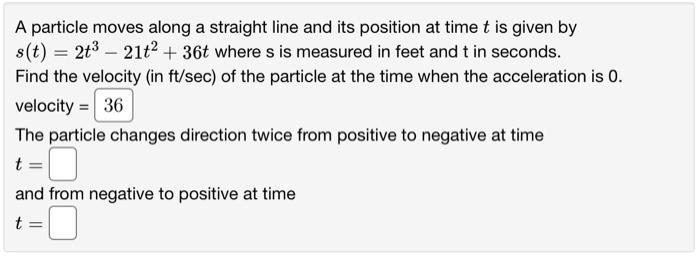 Solved A particle moves along a straight line and its | Chegg.com