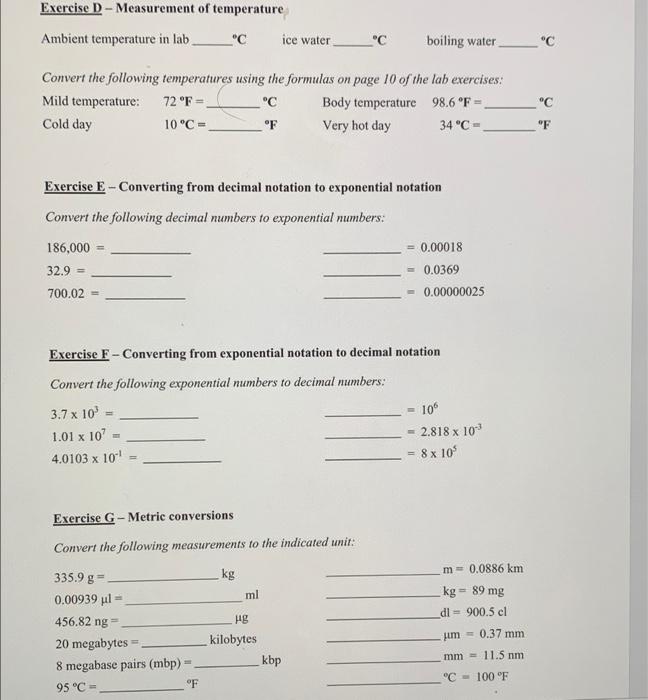 Solved LABORATORY 1B WORKSHEET Exercise A - Measurement of | Chegg.com