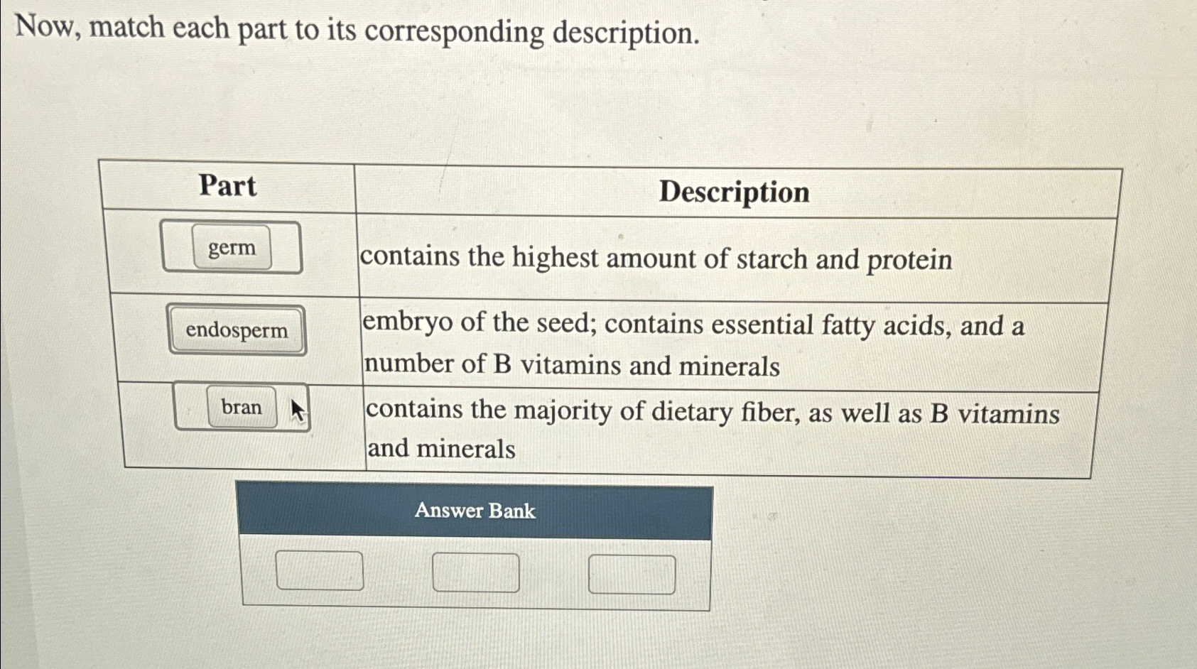 Solved Now, match each part to its corresponding | Chegg.com