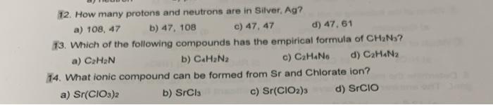 12. How many protons and neutrons are in Silver, Ag? | Chegg.com