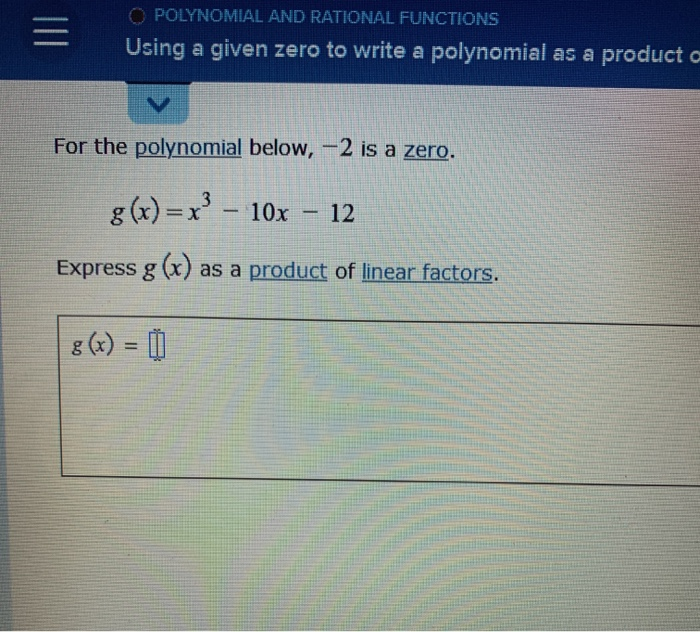 Solved MIL O POLYNOMIAL AND RATIONAL FUNCTIONS Using a given | Chegg.com