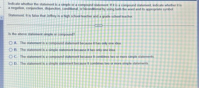 Solved Indicate whether the statement is a simple or a | Chegg.com