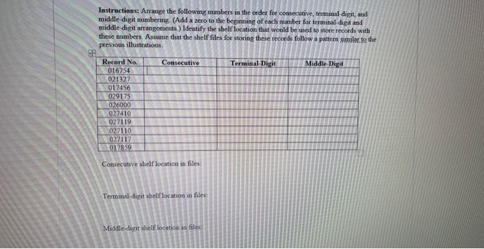 Solved Instructions: Arrange the following numbers in the | Chegg.com