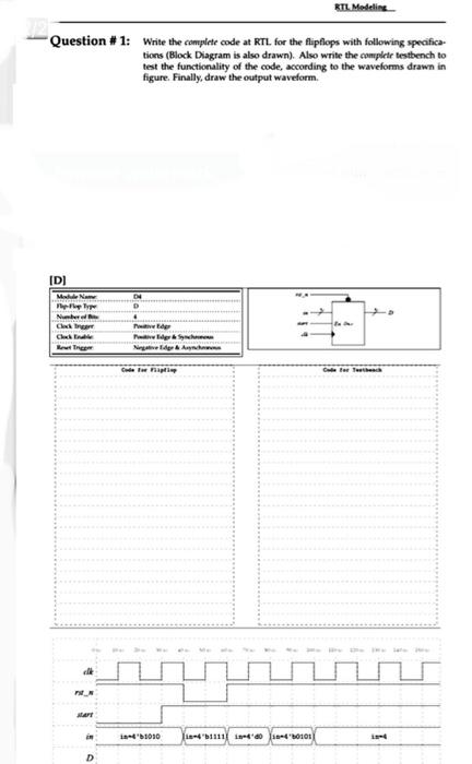 Solved RTL Modeling Question #1: Write the complete code at | Chegg.com