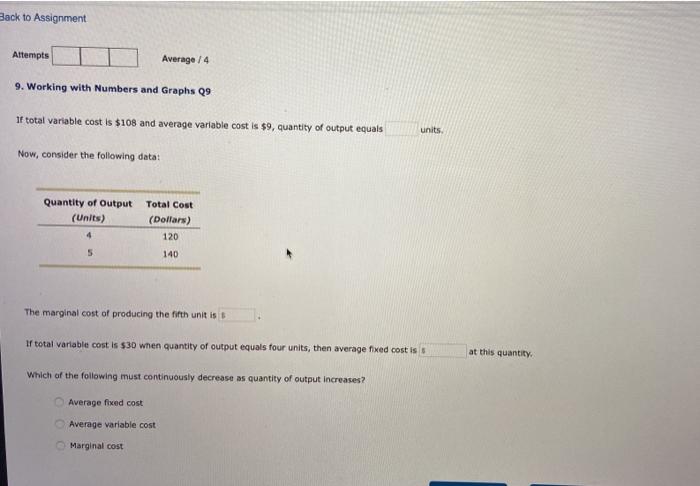 Solved Back to Assignment Attempts Average/4 9. Working with | Chegg.com