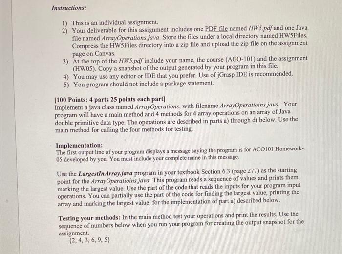 Solved Instructions: 1) This is an individual assignment. 2) | Chegg.com