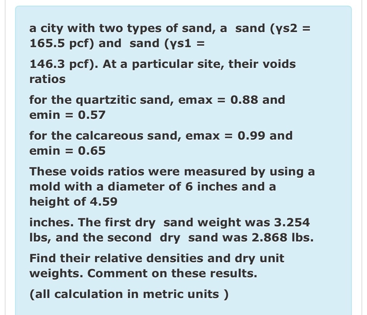 Solved a city with two types of sand, a sand | Chegg.com