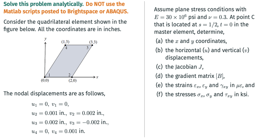 Solve this problem analytically. Do NOT use theMatlab | Chegg.com