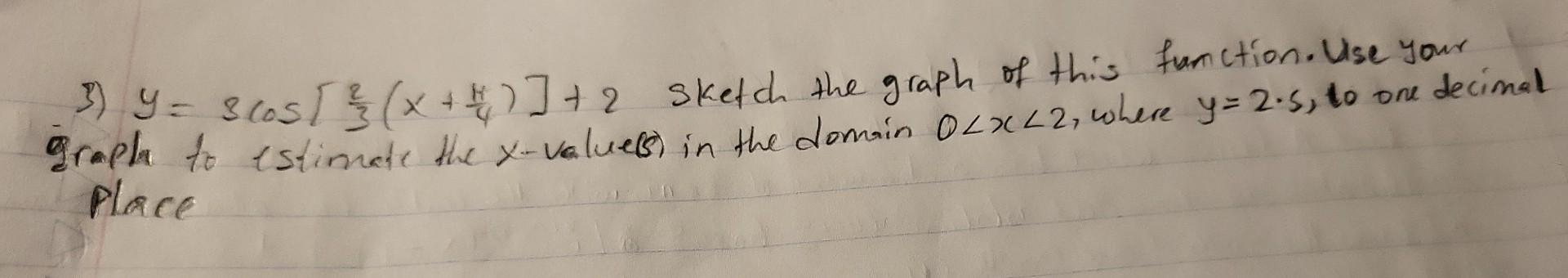 Solved 3) y=3cos[32(x+4π)]+2 sketch the graph of this | Chegg.com