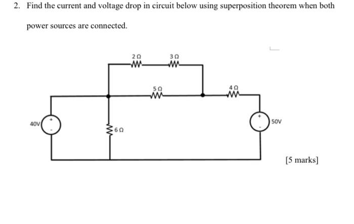 Solved 2. Find the current and voltage drop in circuit below | Chegg.com