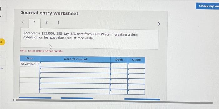 Solved Journal entry worksheet Accepted a $12,000,180-day, | Chegg.com