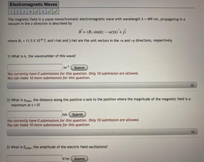 Solved Electromagnetic Waves The magnetic field in a plane | Chegg.com