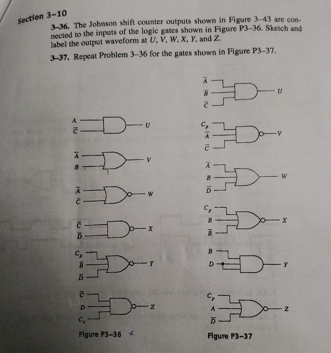 tion 3-10 3-36. The Johnson shift counter outputs | Chegg.com