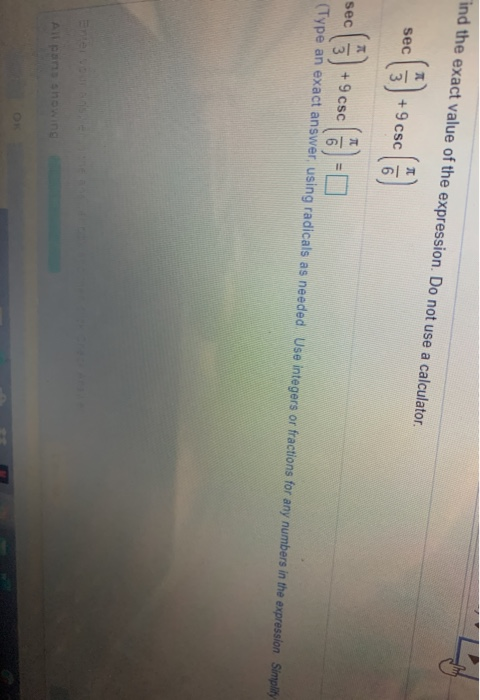 Solved ind the exact value of the expression. Do not use a | Chegg.com