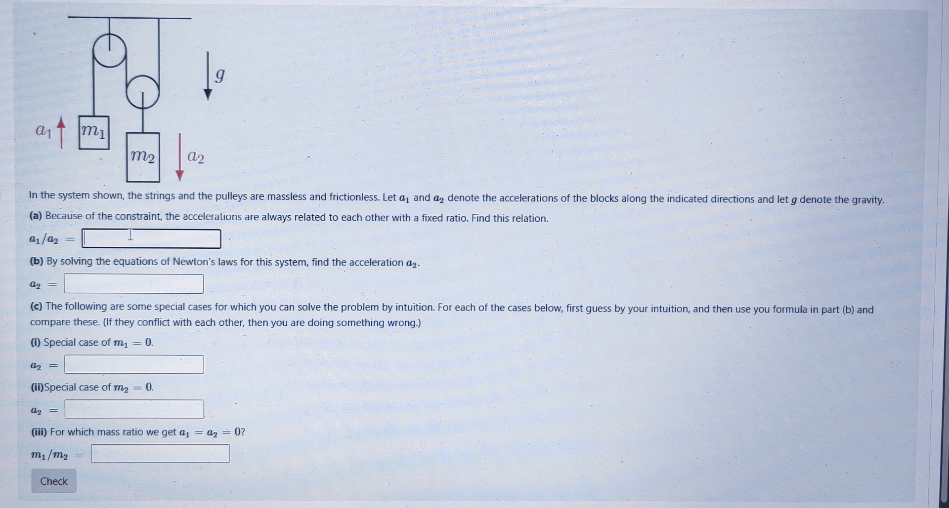Solved In the system shown, the strings and the pulleys are | Chegg.com