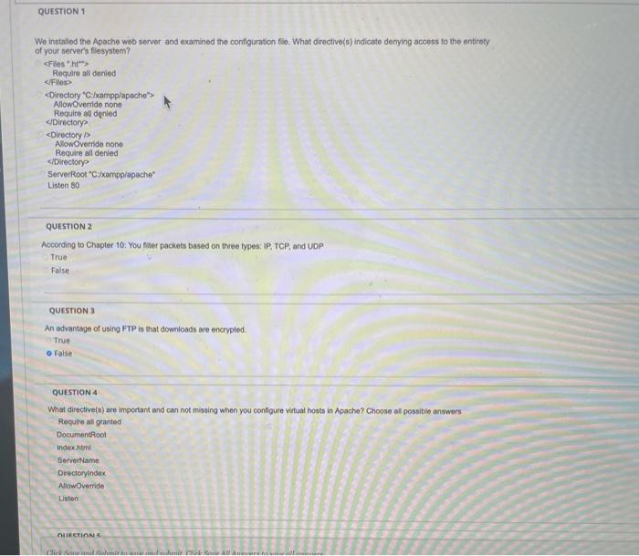 Solved QUESTION 1 We installed the Apache web server and | Chegg.com
